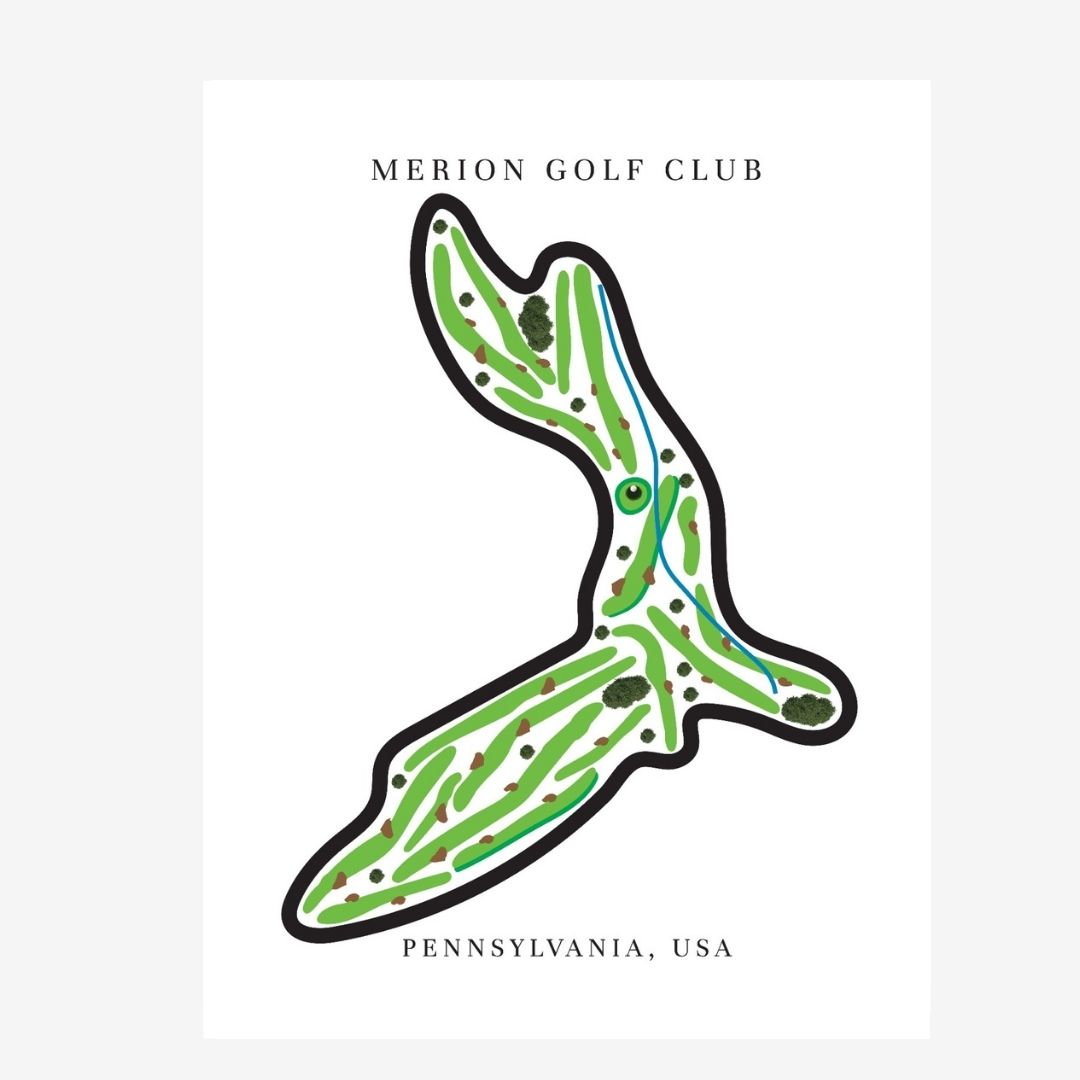 Merion Golf Club Golf Course Prints – Pennsylvania Golf Map Artwork