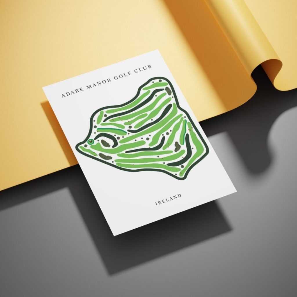 Adare Manor Golf Club Golf Course Prints, Ireland, Golf Map Artwork